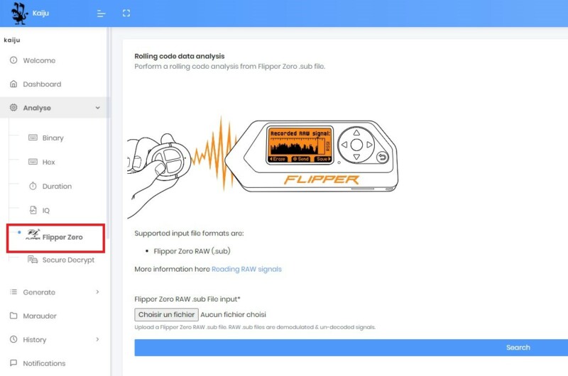Kaiju supports Flipper Zero Sub-GHz signal files - PandwaRF
